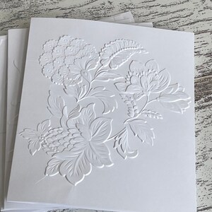 Embossed White Floral Notecards (set of 6), Embossed Note Cards All ...