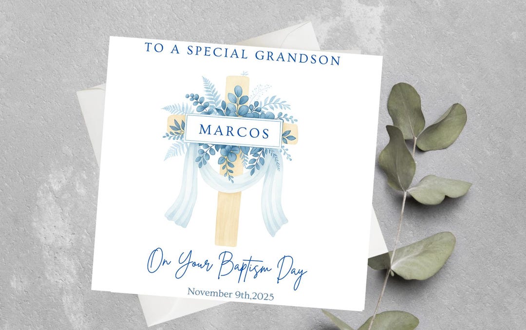 Baptism Card From Grandparents, Godson Baptism Card, Baptism Card for ...