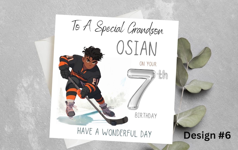 Personalised Hockey Birthday Card For Grandson Son Nephew Cousin