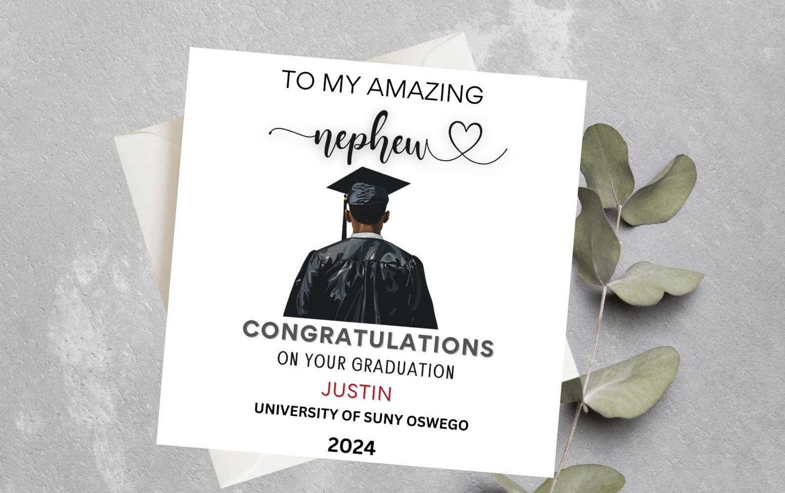 Personalised Nephew Graduation Card With Cap and Scroll, University ...
