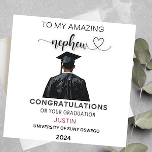 Personalised Nephew Graduation Card With Cap and Scroll, University ...