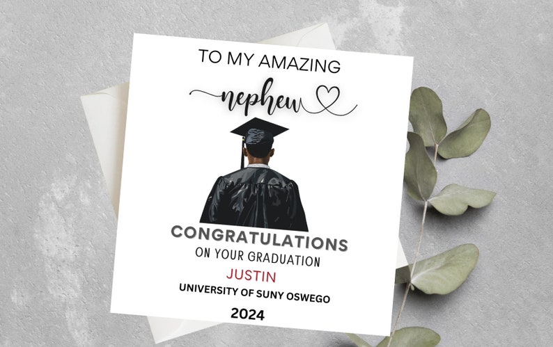 Personalised Nephew Graduation Card With Cap and Scroll, University ...