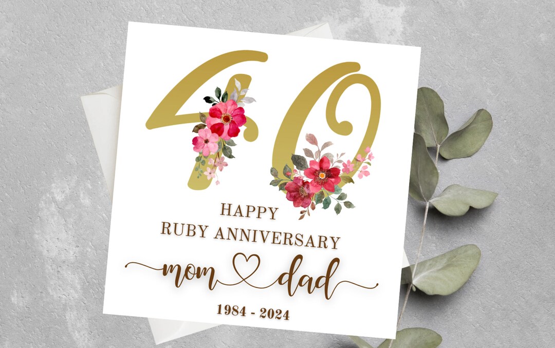 Personalised Ruby Wedding Anniversary Card, Ruby Wedding Anniversary ...