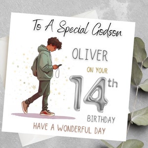 Personalised 14th Birthday Card for Grandson, Son, Godson, 14th ...