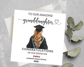 Personalised Granddaughter Graduation Card With Cap, University ...