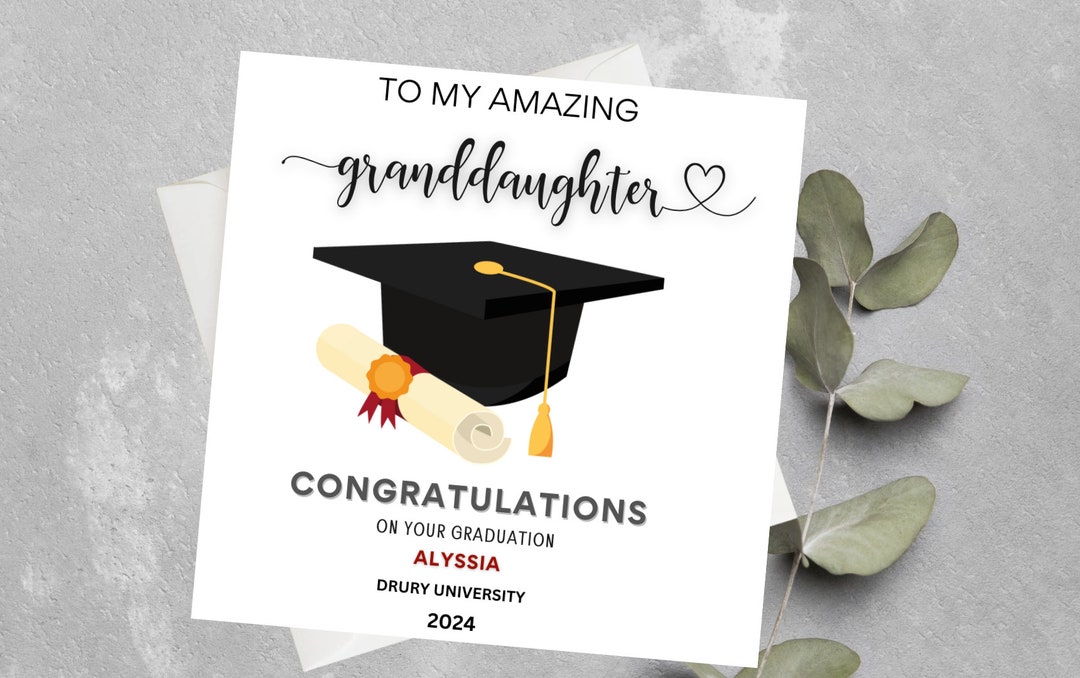 Personalised Granddaughter Graduation Card With Cap, University ...