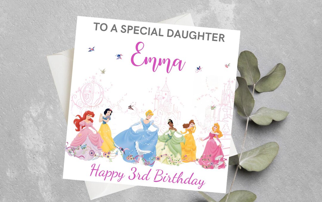 Personalised Princess Birthday Card for Girls, Princess Daughter Niece ...