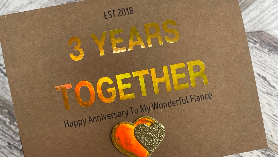 3 Years Together Wedding Card, 3rd Wedding Anniversary Card for Husband ...
