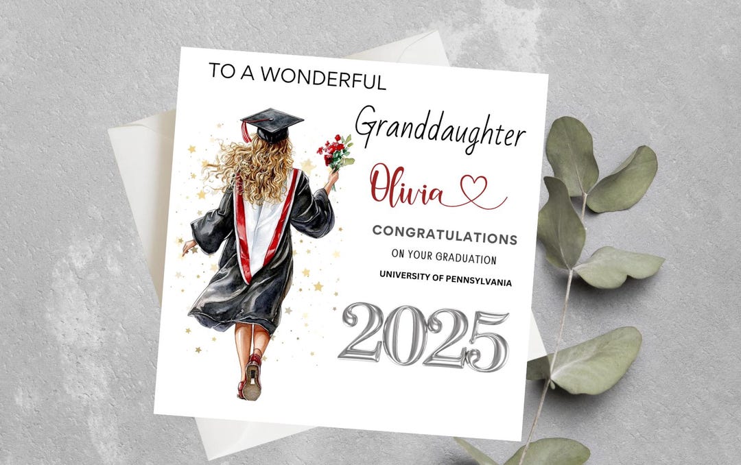 Personalised Granddaughter Graduation Card With Cap, University ...