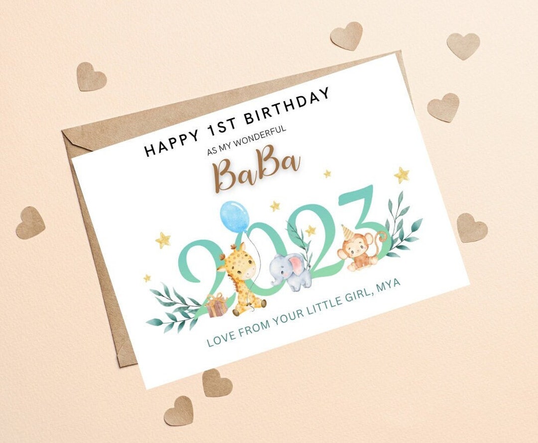 Personalised Happy 1st Birthday as My Baba Card Baba 1st - Etsy Canada