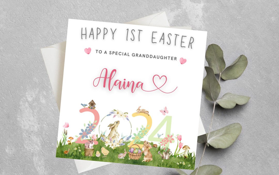 Personalised Girl's First Easter Card, Grandddaughter 1st Easter, Baby ...