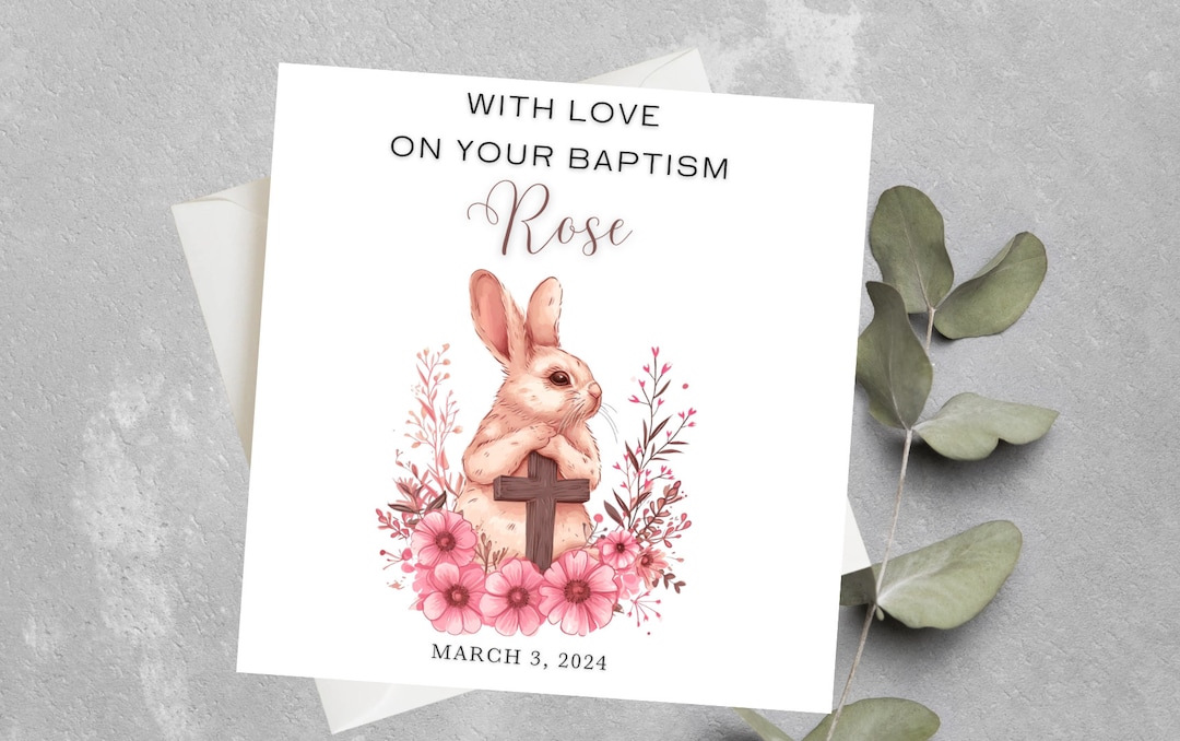 Cute Baptism Card for Daughter, Personalised Baptism Card, Baptism Card ...