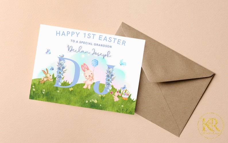 Personalised Boy's First Easter Card, Grandson 1st Easter, Baby Boy ...