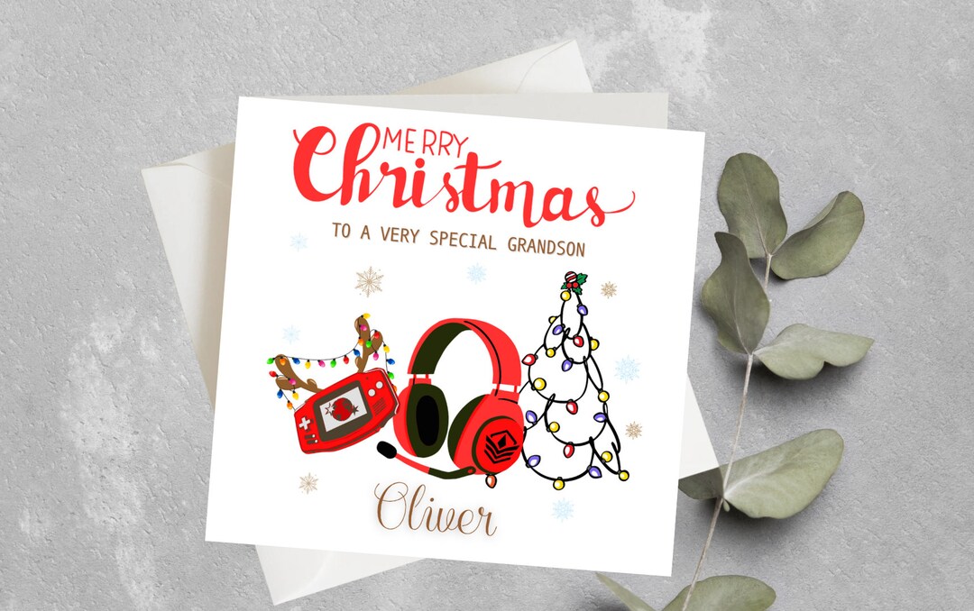 Gamer Boys Christmas Card Controller Playstation, Gamer Personalised ...