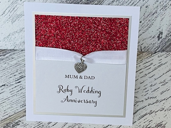 Ruby Wedding Anniversary Card Personalised Handmade Ruby - Etsy