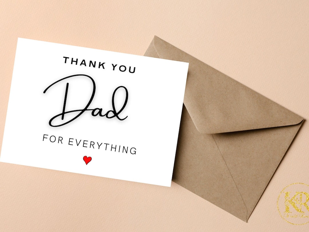 Special Dad Thank You Card, Cute Fathers Day Card, Best Dad Card, Daddy Card, Card for Dad Thank ...