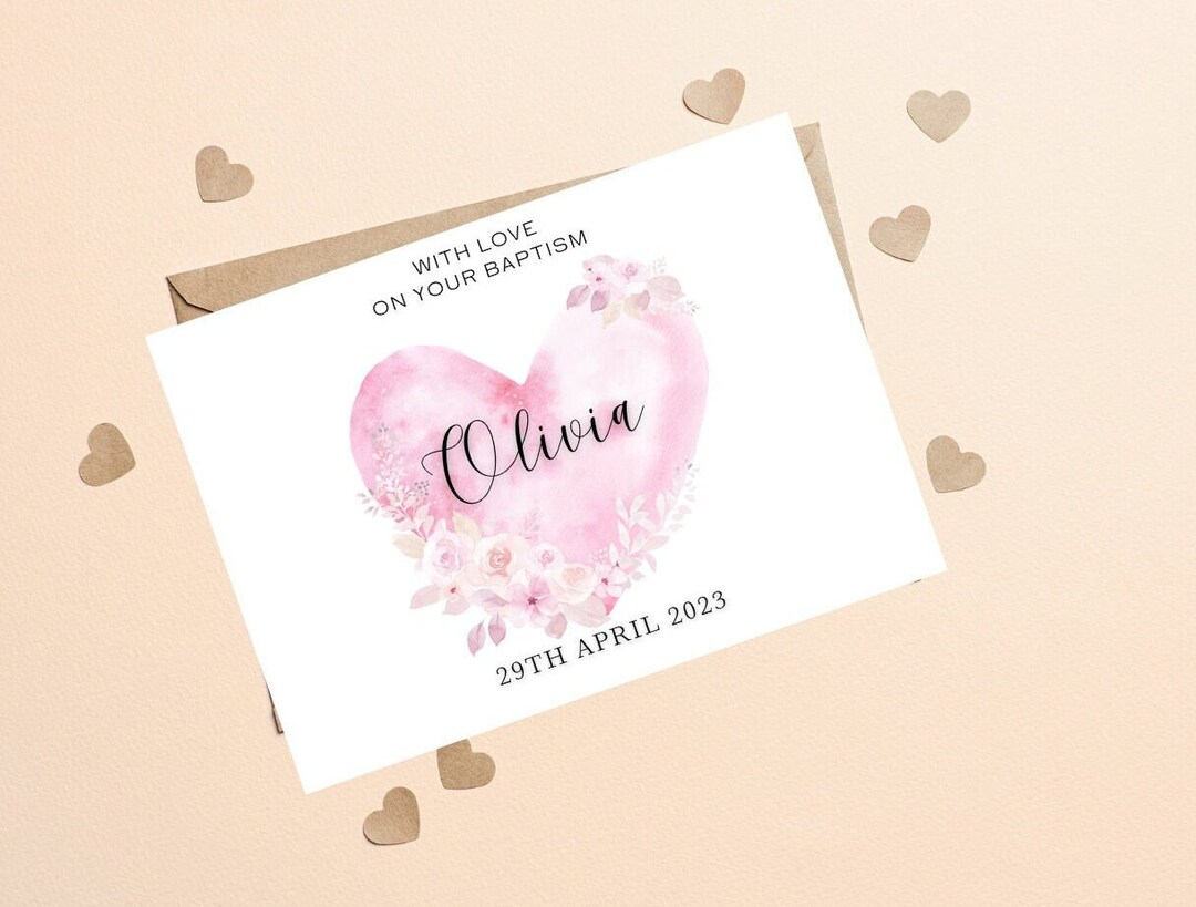 Cute Baptism Card for Daughter, Personalised Baptism Card, Baptism Card ...