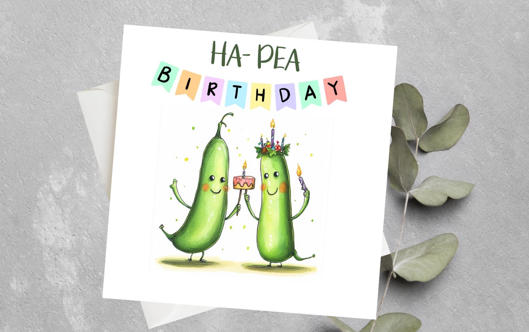 Personalised Ha-pea Happy Birthday Card,pea Pun Birthday Card,vegetable ...