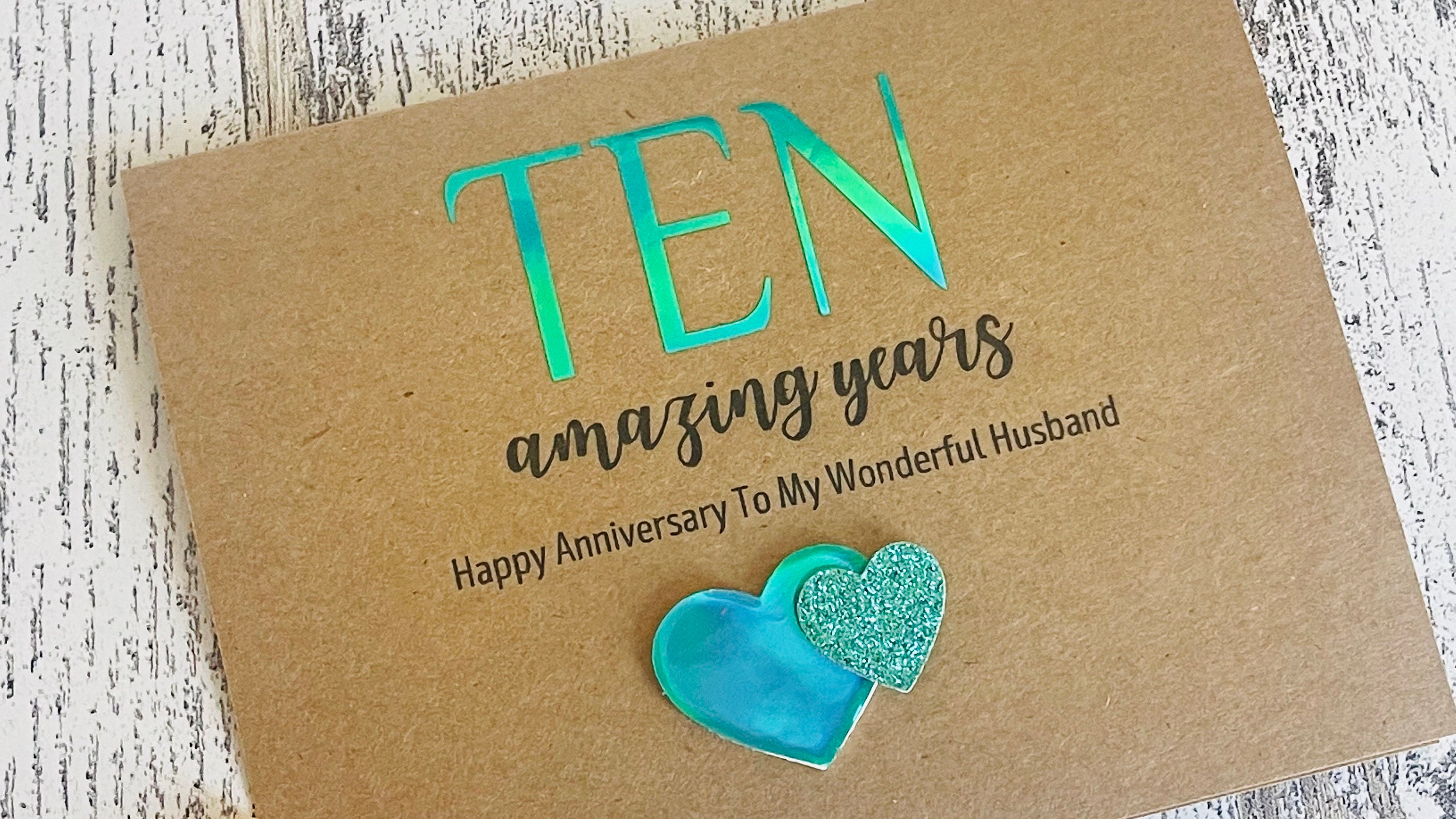 10 Ten Tin Year Anniversary Card 10 Years Anniversary Card | Etsy