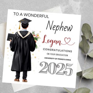 Personalised Grandson Graduation Card With Cap and Scroll, University ...