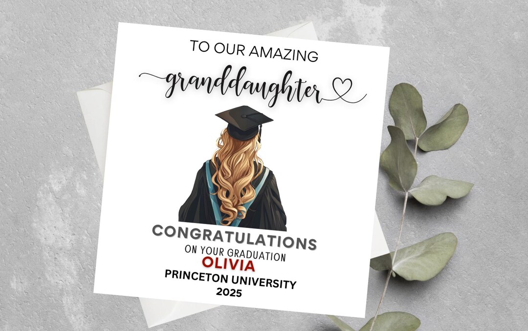 Personalised Granddaughter Graduation Card With Cap, University ...
