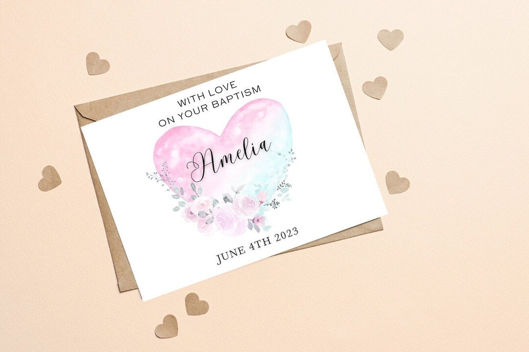 Cute Baptism Card for Daughter Personalised Baptism Card - Etsy