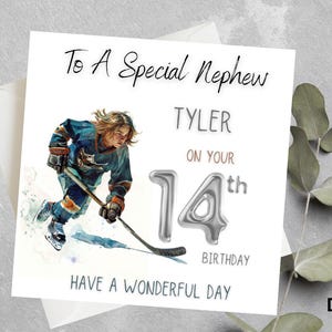 Personalised Hockey Birthday Card For Grandson Son Nephew Cousin