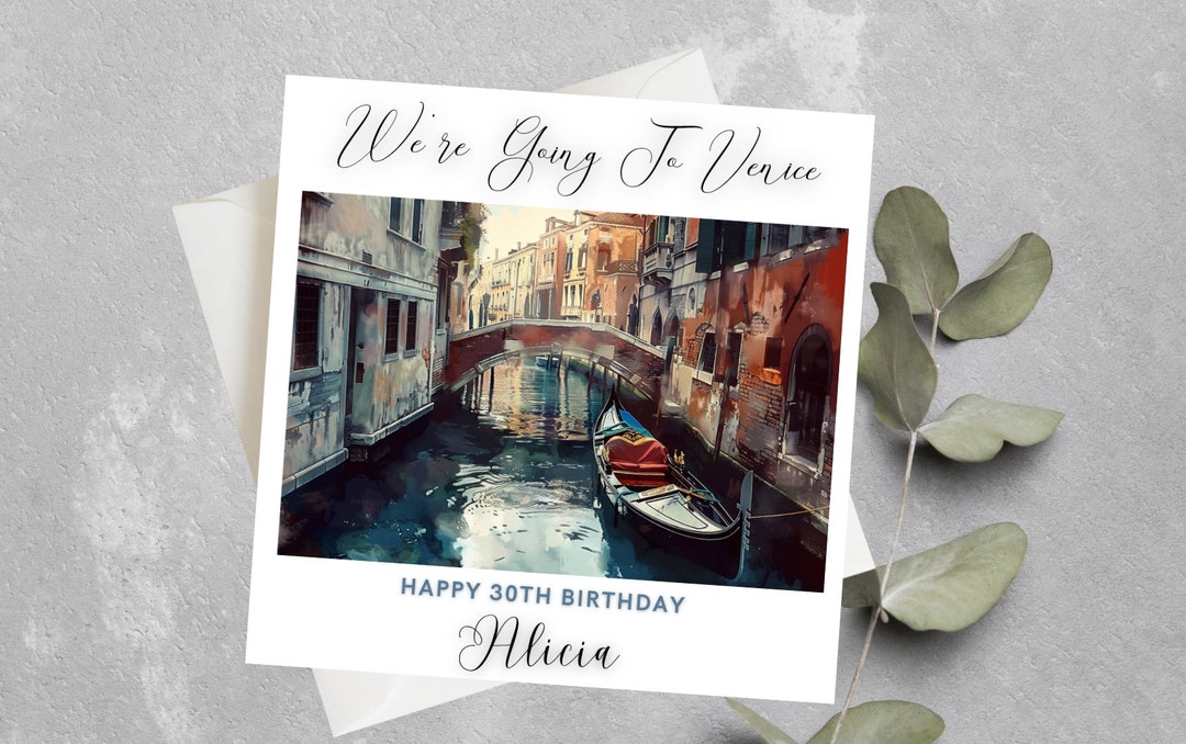 Personalised We're Going to Venice Holiday Card, Surprise Birthday ...
