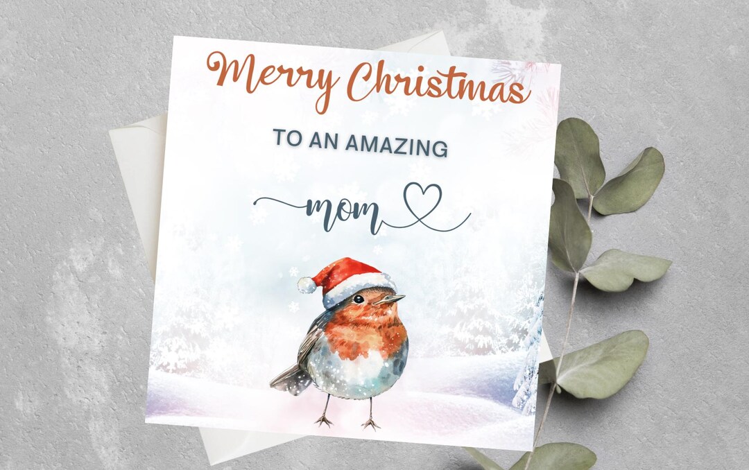 Personalised Robin Christmas Card for Mom, Mama, Nonna, Granny ...