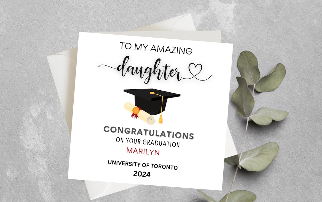 Personalised Daughter Graduation Card With Cap and Scroll, University ...