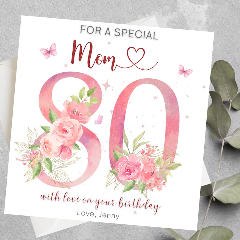 80th Birthday Card Mum - Etsy UK