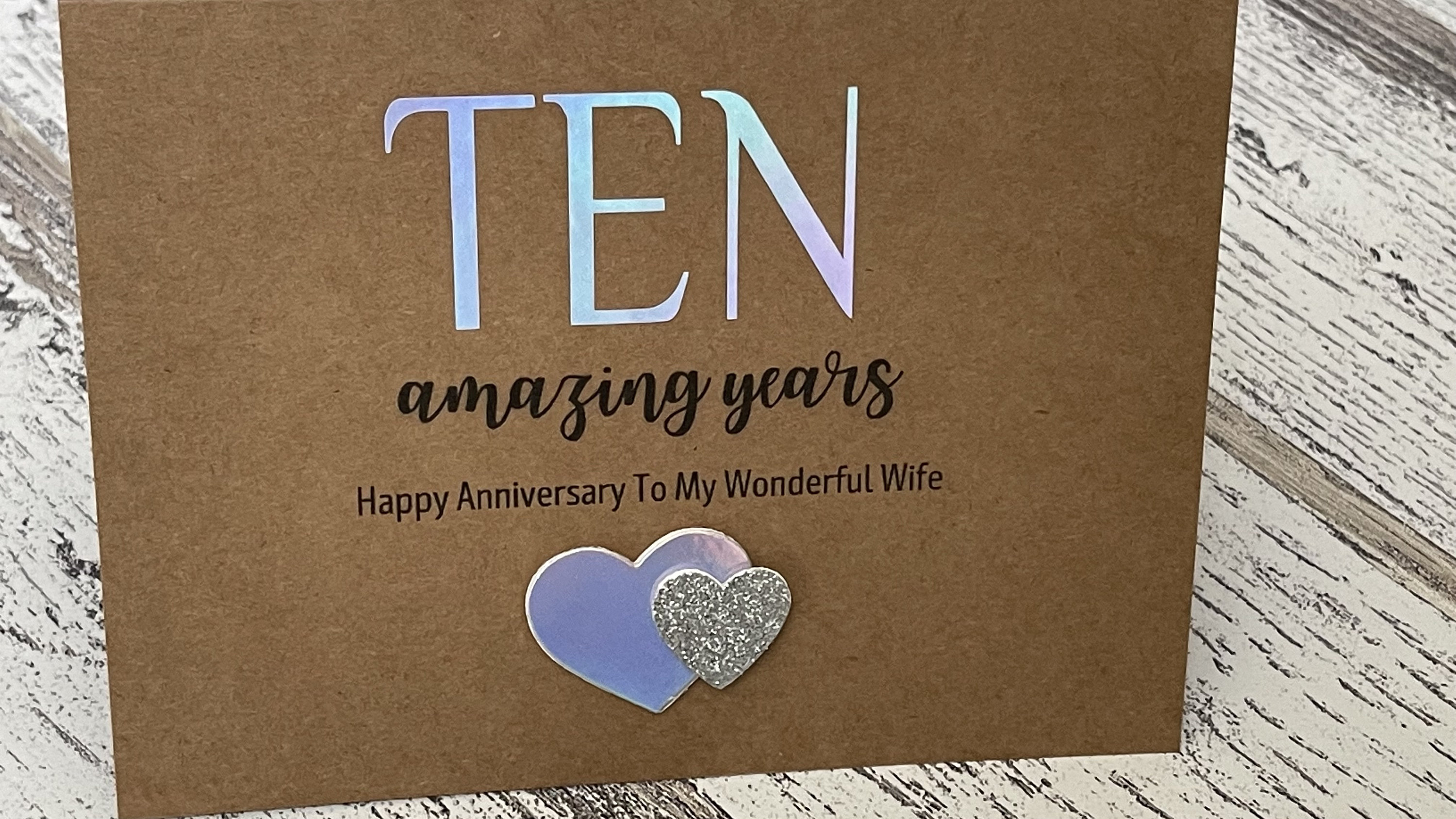 10 Ten Tin Year Anniversary Card 10 Years Anniversary Card - Etsy