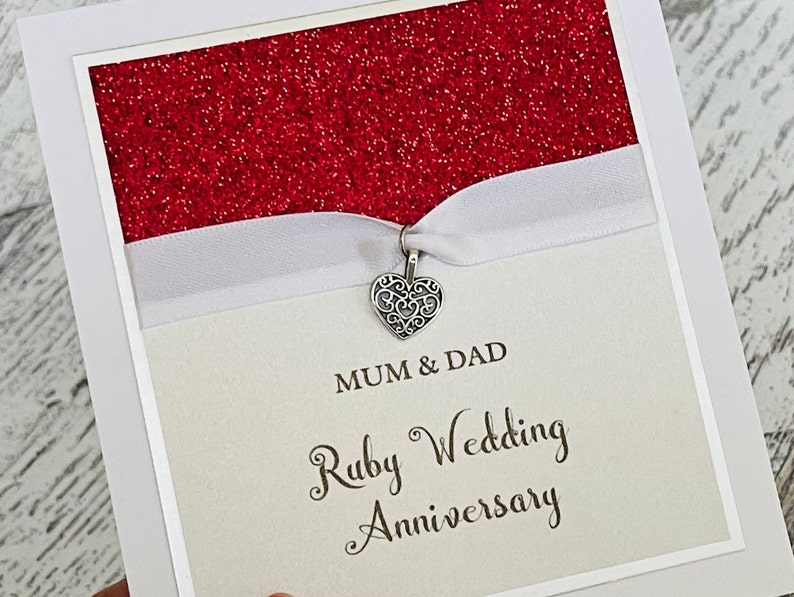 Ruby Wedding Anniversary Card Personalised Handmade Ruby - Etsy