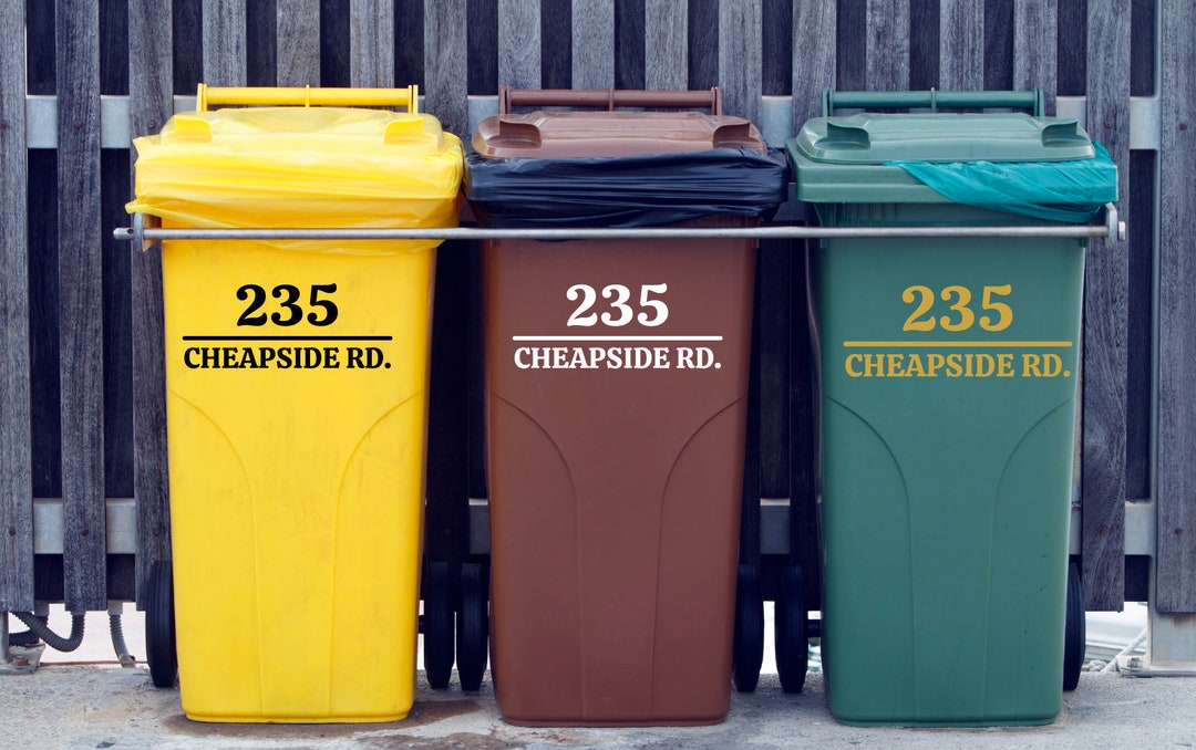 Personalized Recycle Bin Labels, Garbage Bin Stickers, Custom Vinyl