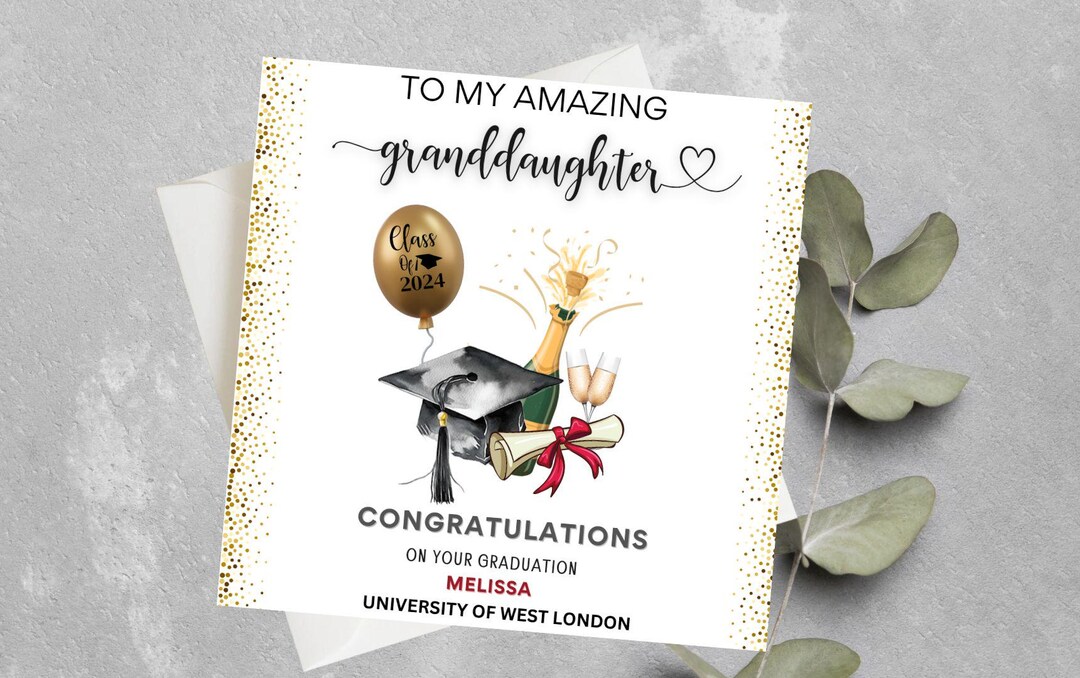 Personalised Granddaughter Graduation Card With Cap, University ...