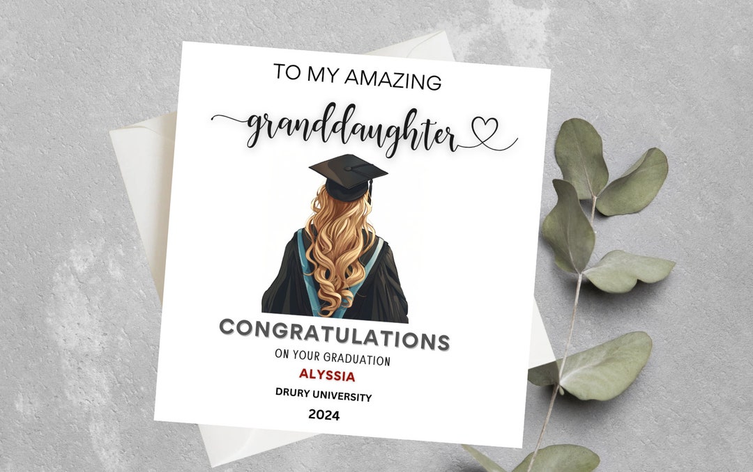 Personalised Granddaughter Graduation Card With Cap, University ...