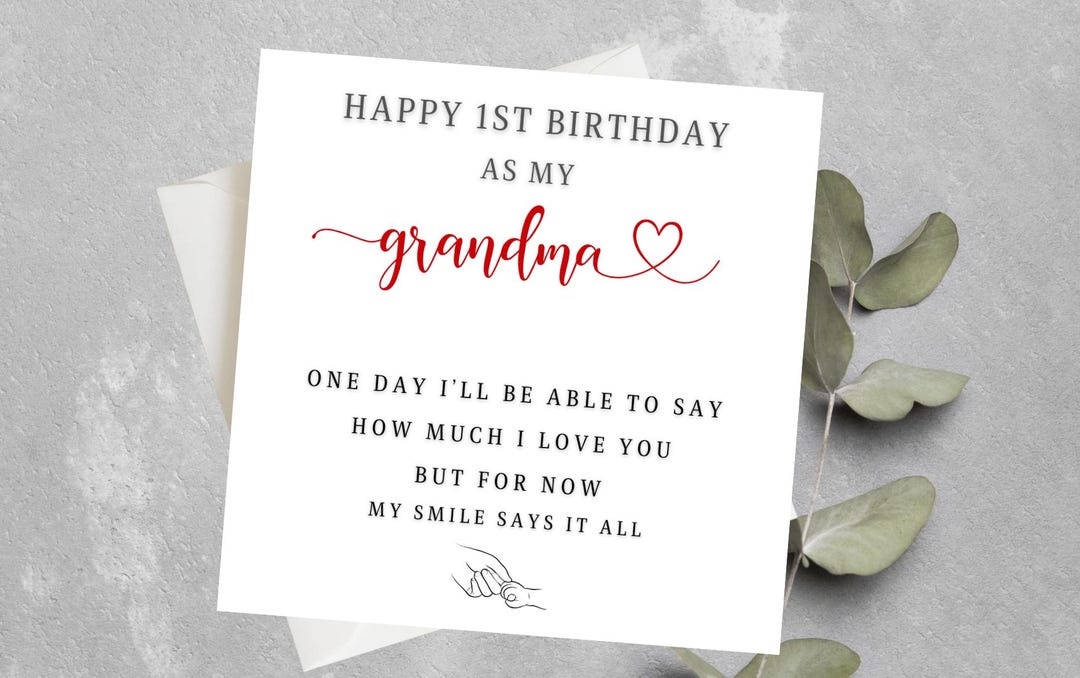 Happy 1st Birthday as My Grandma, Granny Card, First Birthday as Nonna ...