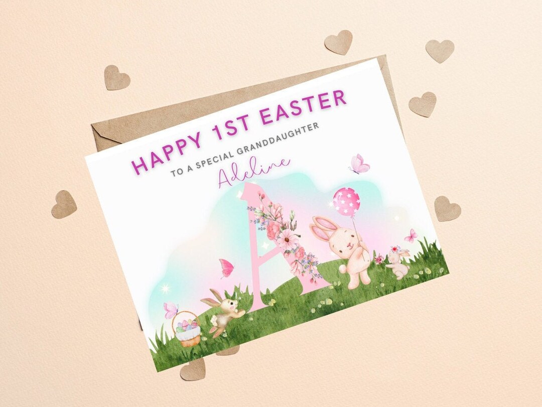 Personalised Girl's First Easter Card, Grandddaughter 1st Easter, Baby ...