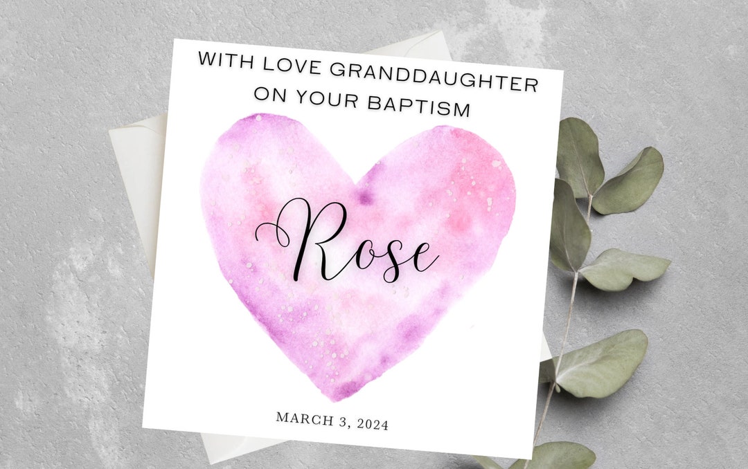 Cute Baptism Card for Granddaughter, Personalised Baptism Card, Baptism ...
