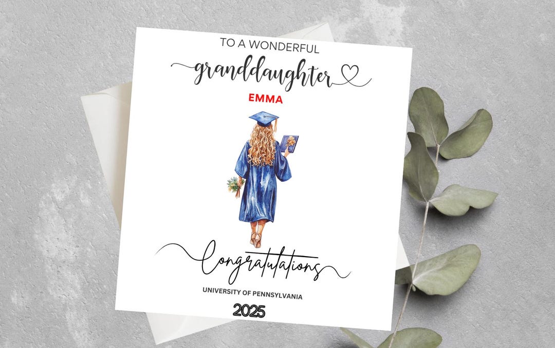 Personalised Granddaughter Graduation Card With Cap, University ...