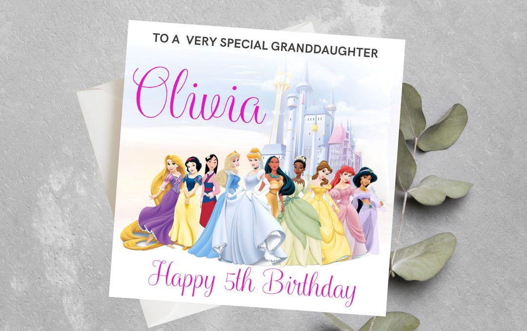Personalised Princess Birthday Card, Granddaughter, Daughter, Niece Any ...