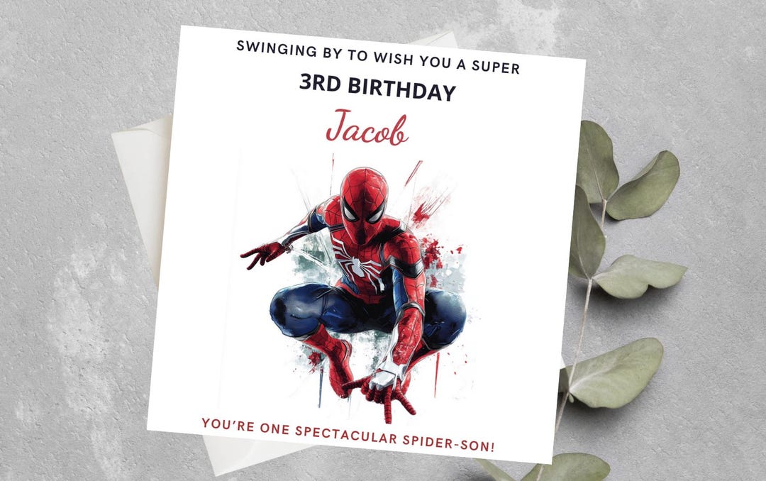Personalised Spider-man Birthday Card, Superhero Birthday Card ...