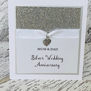 Silver Wedding Anniversary Card, Personalised Handmade Silver Wedding ...