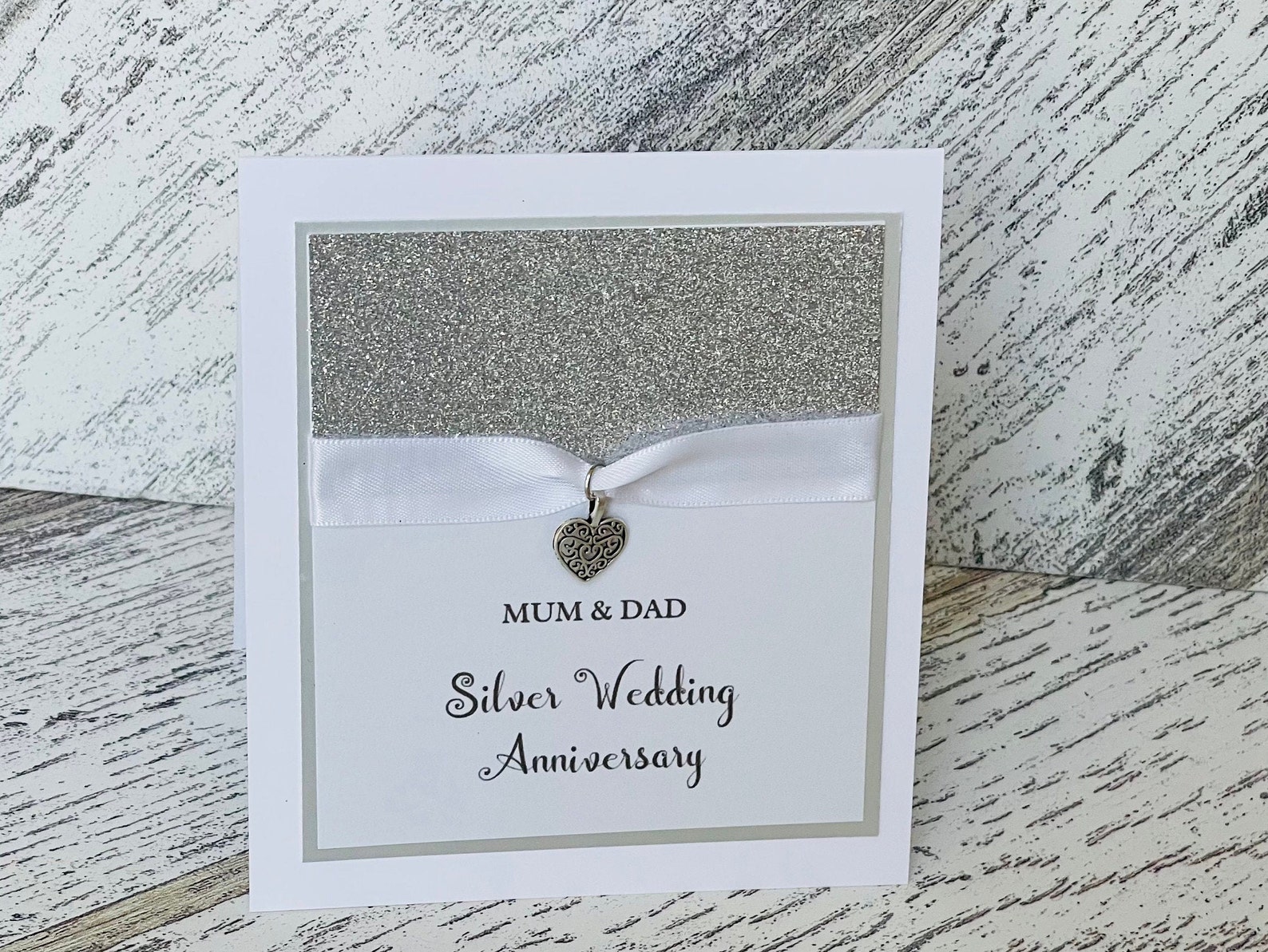 Silver Wedding Anniversary Card Personalised Handmade Silver - Etsy Israel