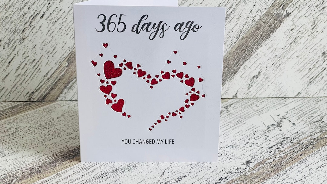 365 Days of Love Card, 365 Days Ago Notecard, Handmade Love Card, 1st ...
