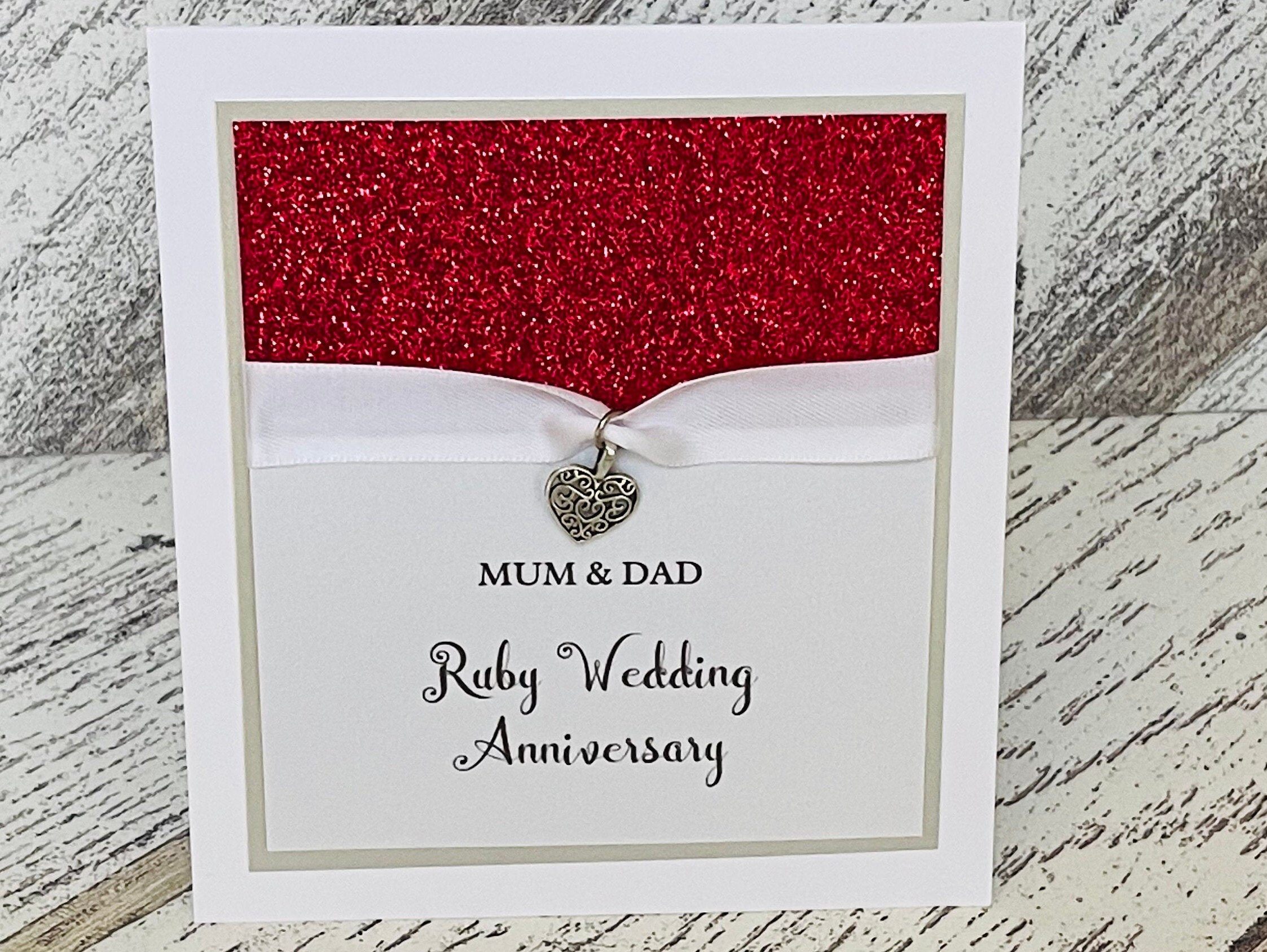 Ruby Wedding Anniversary Card Personalised Handmade Ruby - Etsy Canada