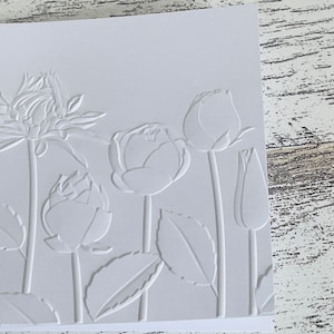 Embossed White Floral Notecards set of 6, Embossed Note Cards All ...