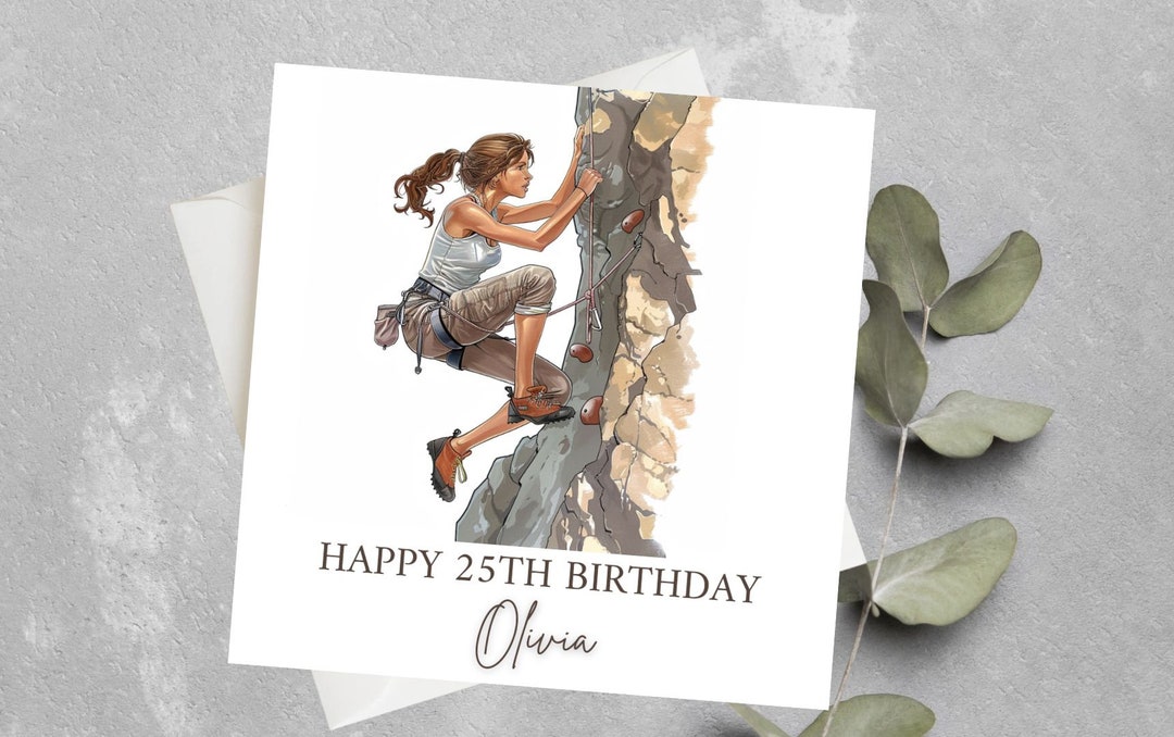 Personalised Rock Climbing Birthday Card, Outdoors Birthday Card Rock ...