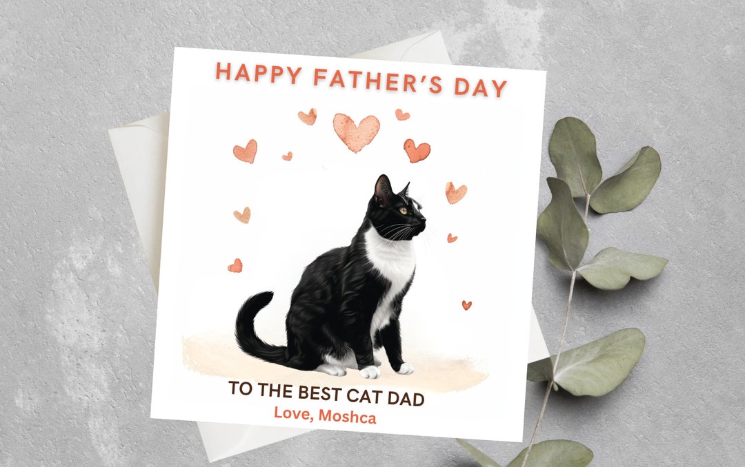 Personalised Cat Father's Day Card, Cat Father's Day Gift, Cat Dad, Cat ...