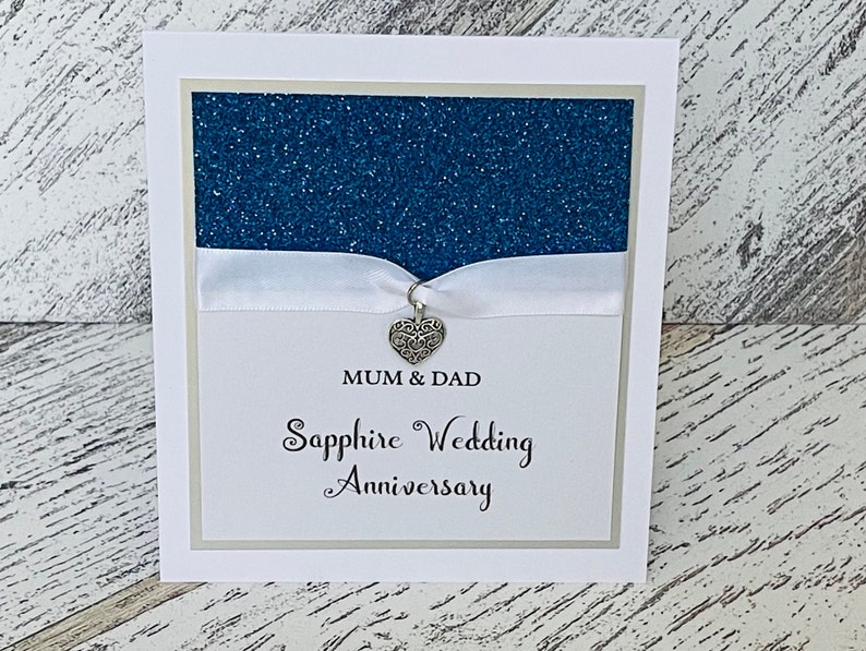 Sapphire Wedding Anniversary Card Personalised Handmade | Etsy